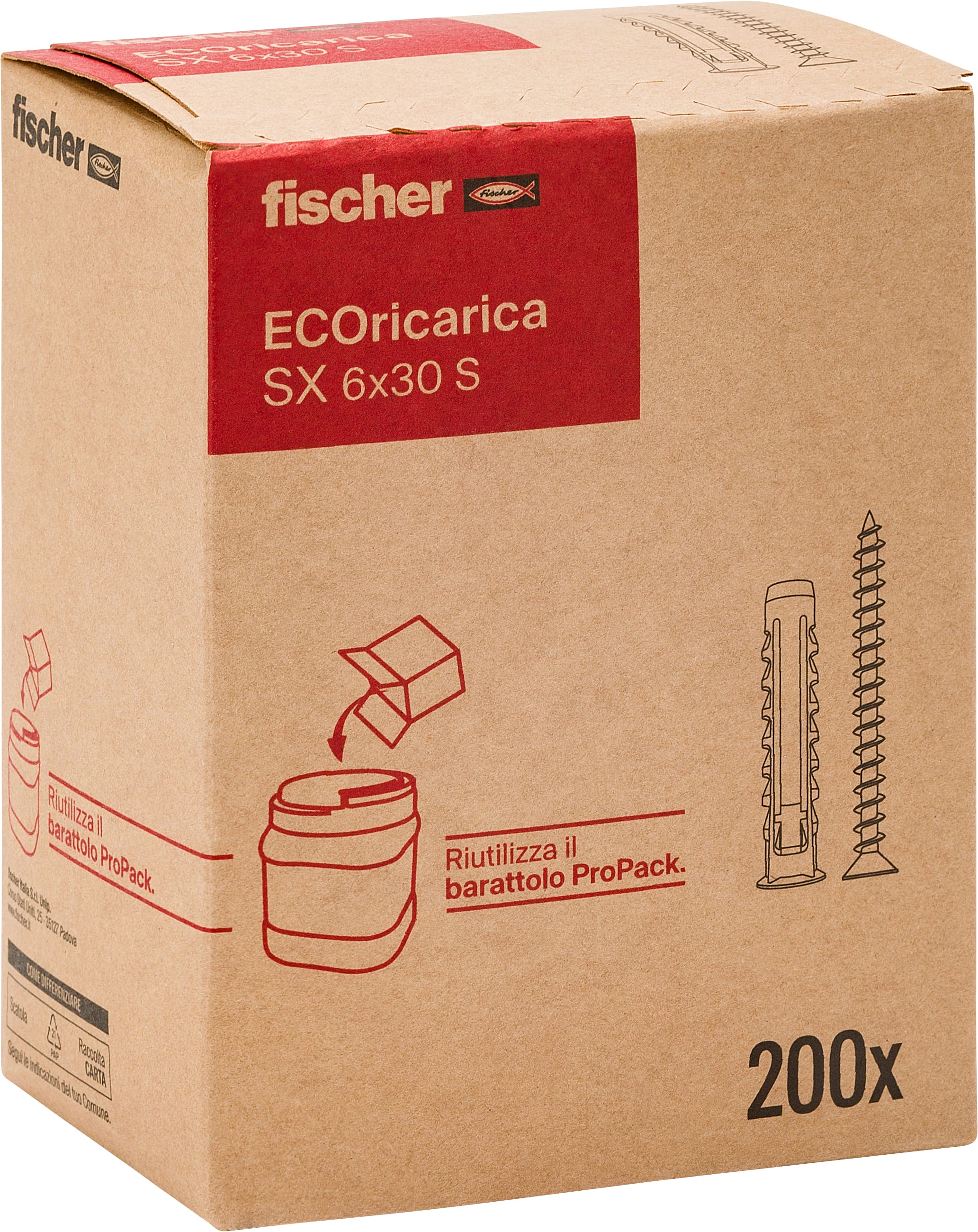 FISCHER - I tasselli fischer SX 6x30 s ecoricarica 200pz offrono ...